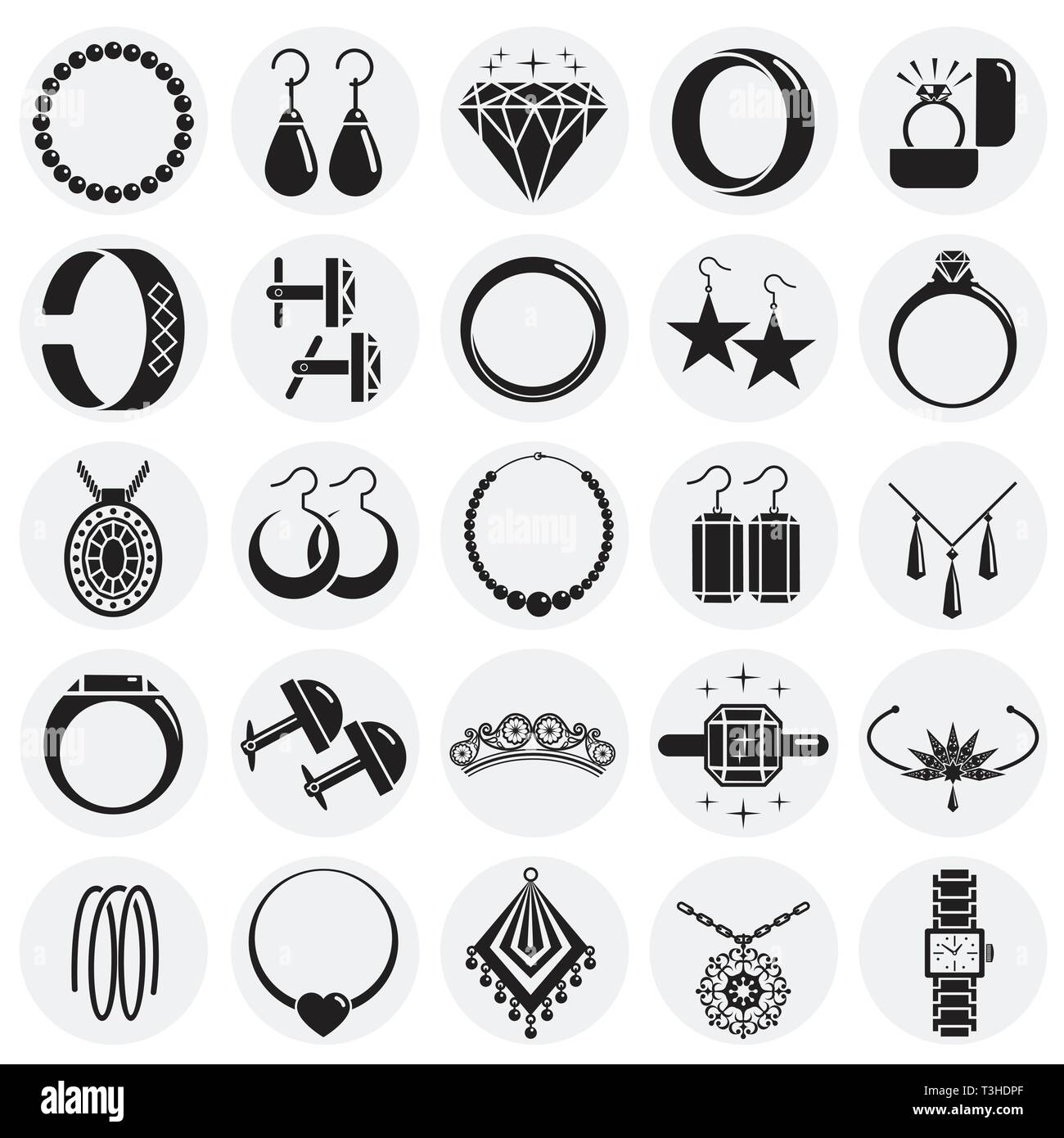 Jewelry icons set on cirlces background for graphic and web design ...
