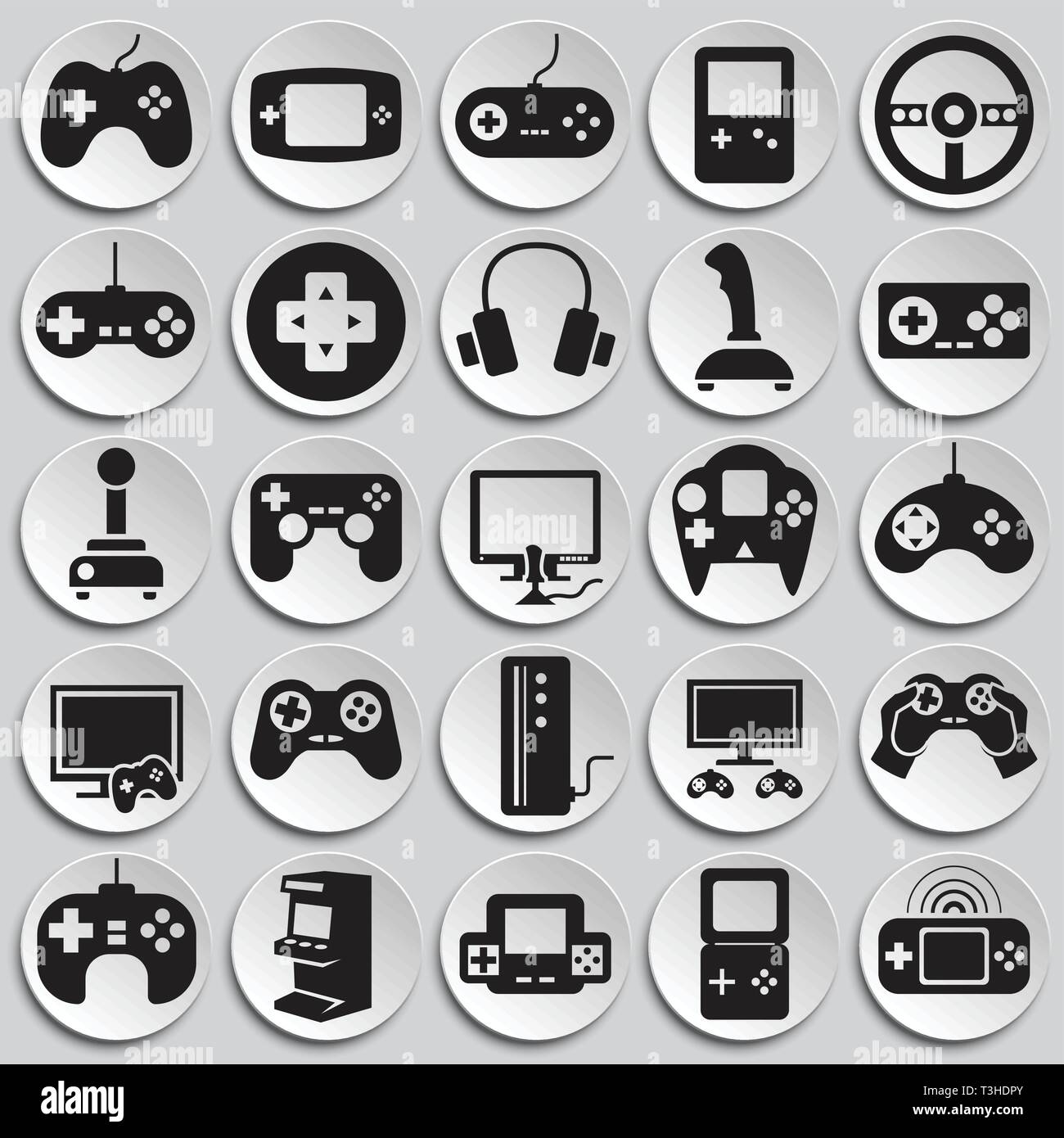 Gaming icons set on plates background for graphic and web design ...