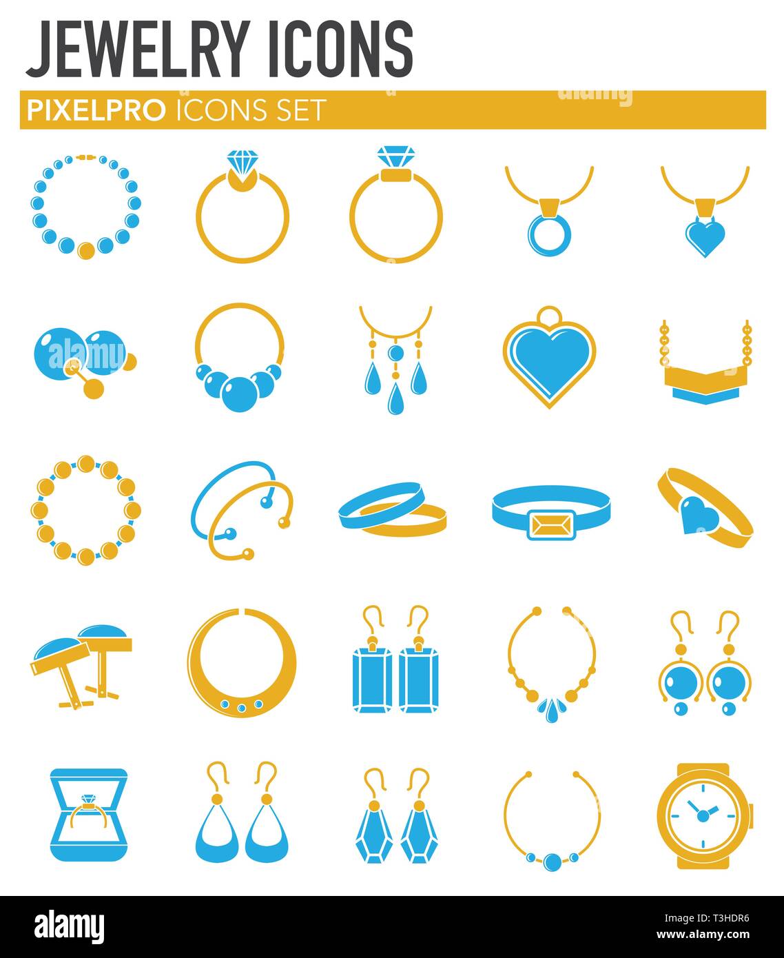 Jewelry icons set on white background for graphic and web design ...