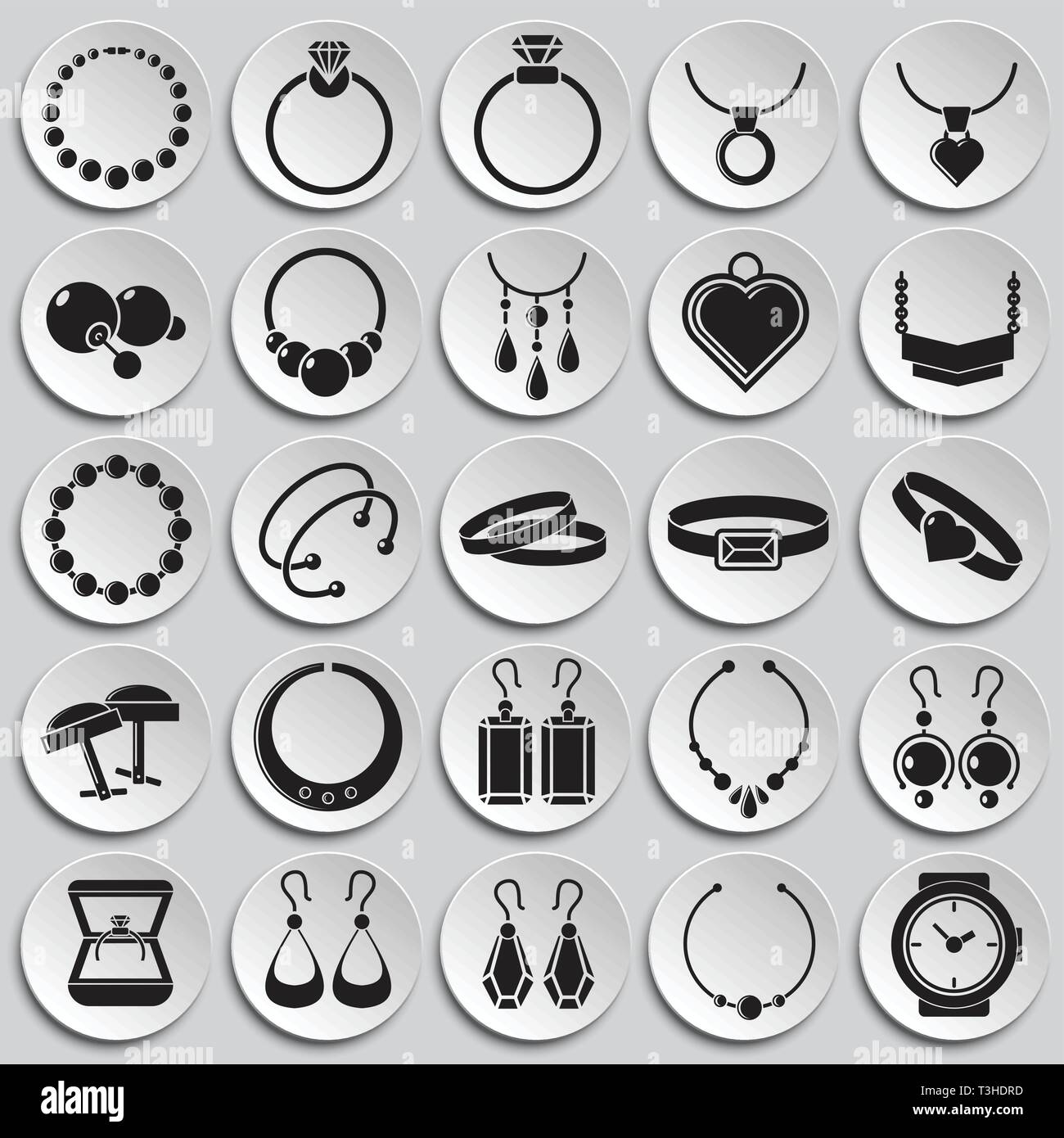 Jewelry icons set on plates background for graphic and web design ...