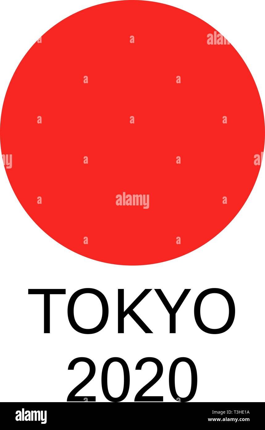2020 on japanese flag, illustration for the summer games of 2020 ...