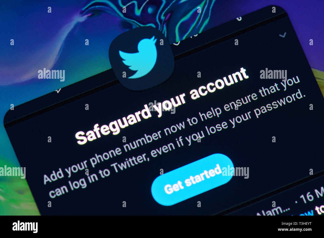 New york, USA - april 8, 2019: Twitter social media on digital screen ...