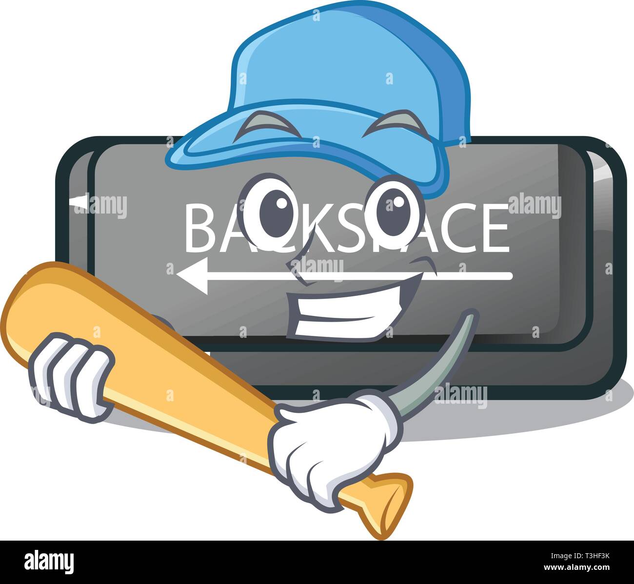 Playing baseball button backspace isolated in the mascot Stock Vector ...