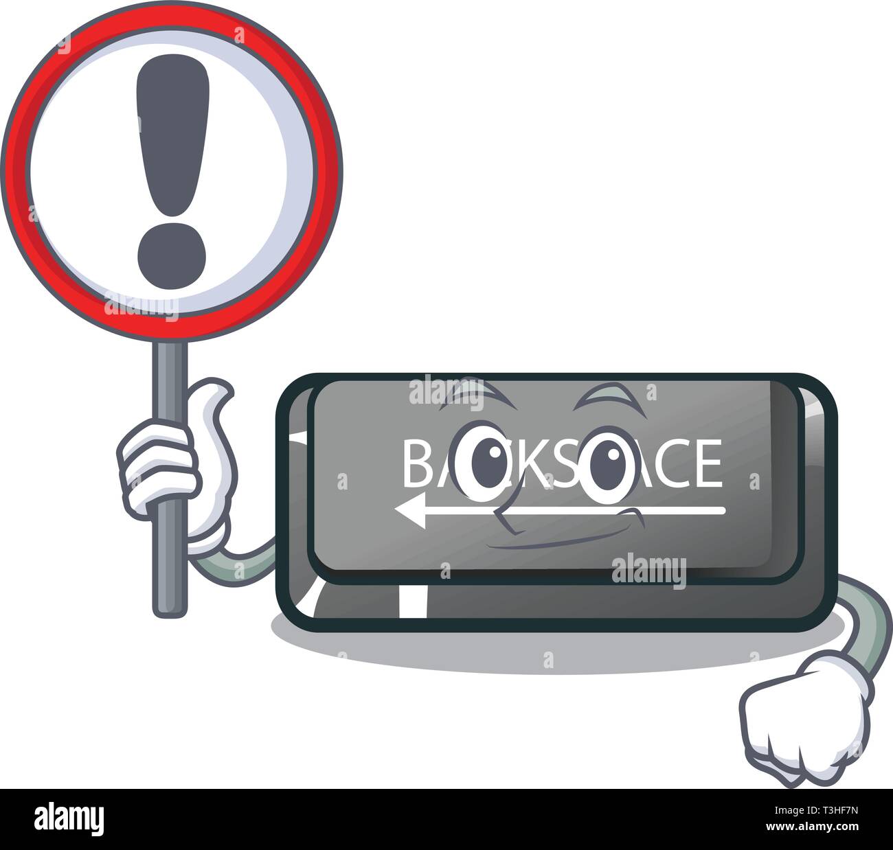 With sign button backspace isolated in the mascot Stock Vector Image ...