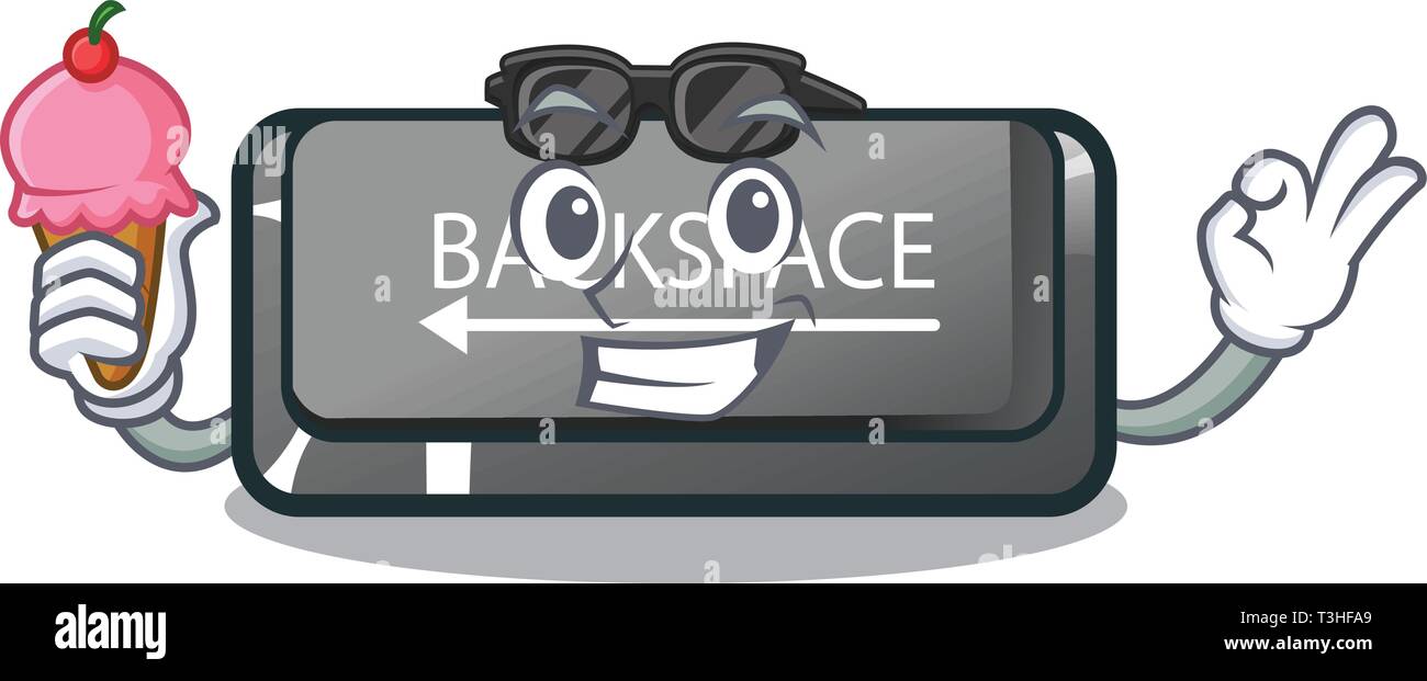 With ice cream button backspace in the shape cartoon Stock Vector Image ...