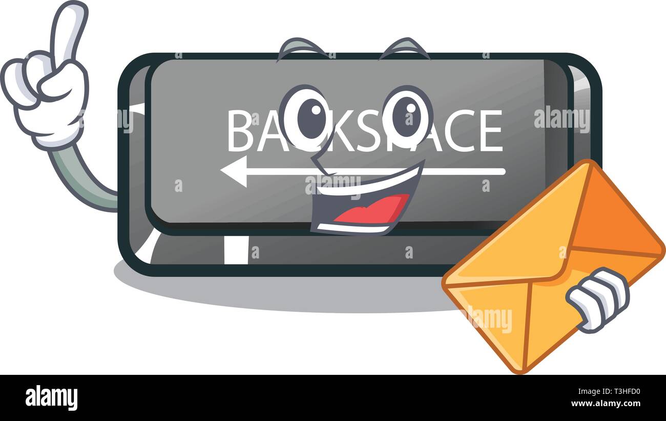 With envelope button backspace in the shape cartoon Stock Vector Image ...
