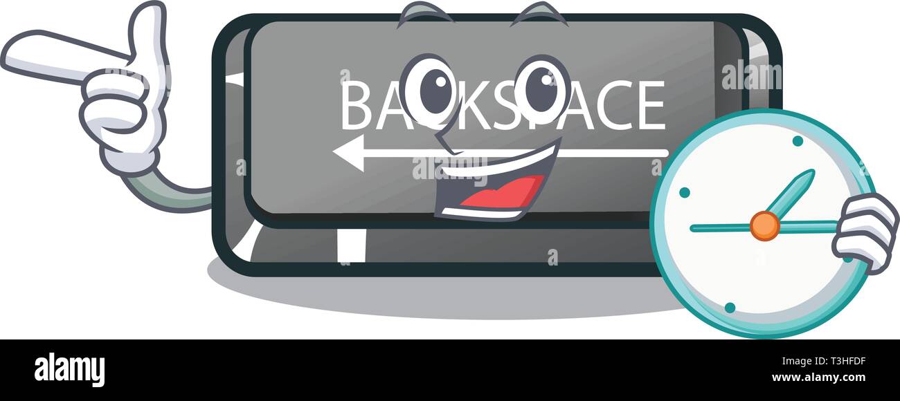 With clock button backspace in the shape cartoon Stock Vector Image ...