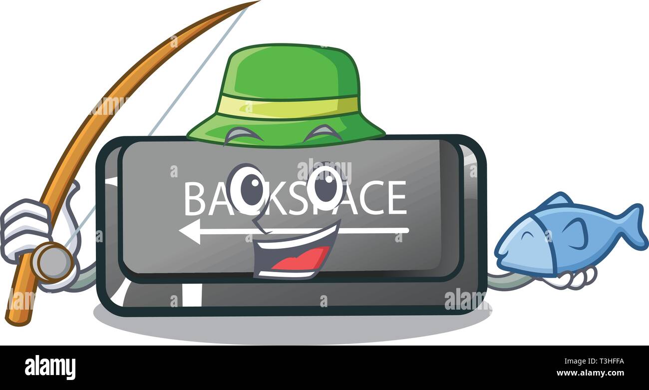 Fishing backspace button installed on cartoon keyboard Stock Vector ...