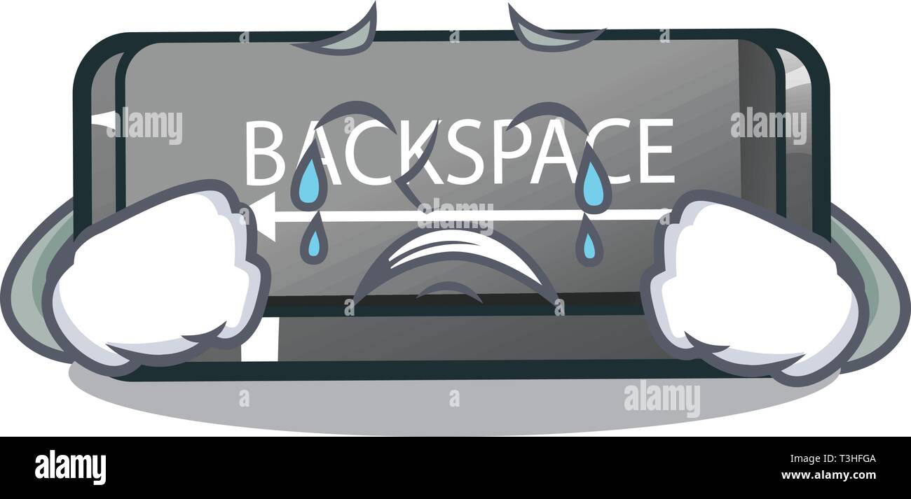 Crying backspace button installed on cartoon keyboard Stock Vector ...