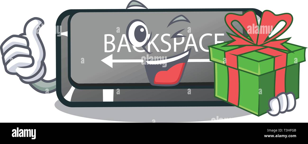 With gift backspace button installed on cartoon keyboard Stock Vector ...