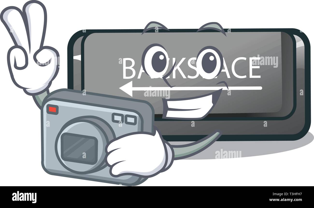 Photographer backspace button installed on cartoon keyboard Stock ...