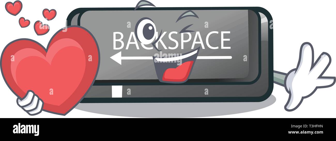 With heart backspace button installed on cartoon keyboard Stock Vector ...