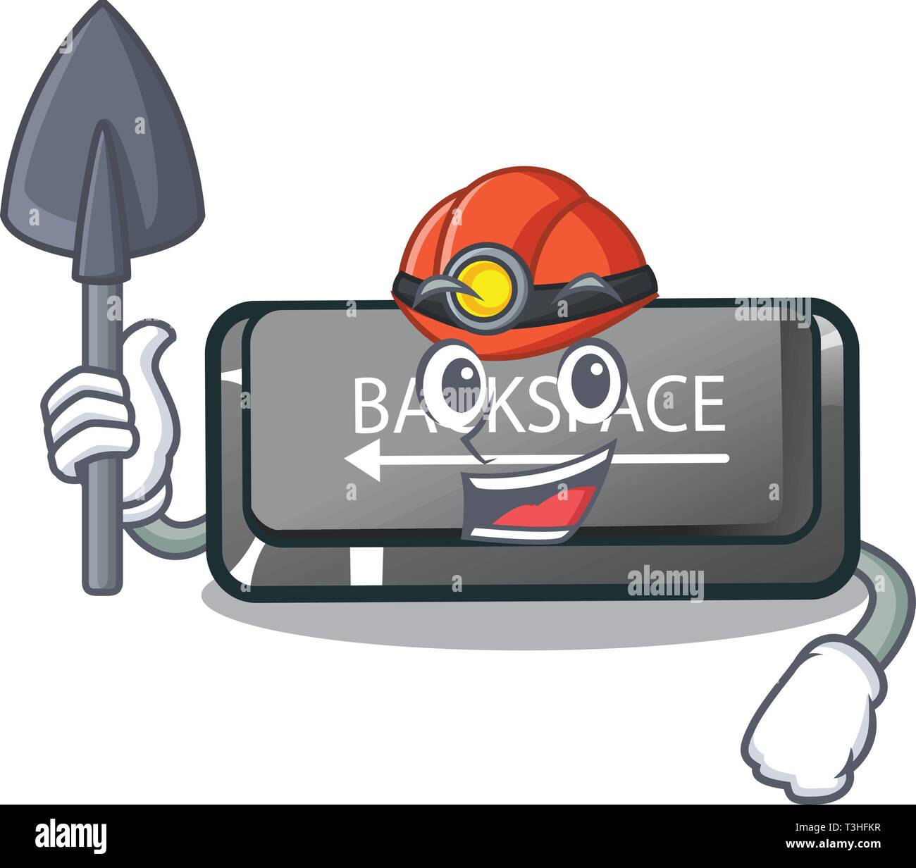 Miner backspace button installed on cartoon keyboard Stock Vector Image ...