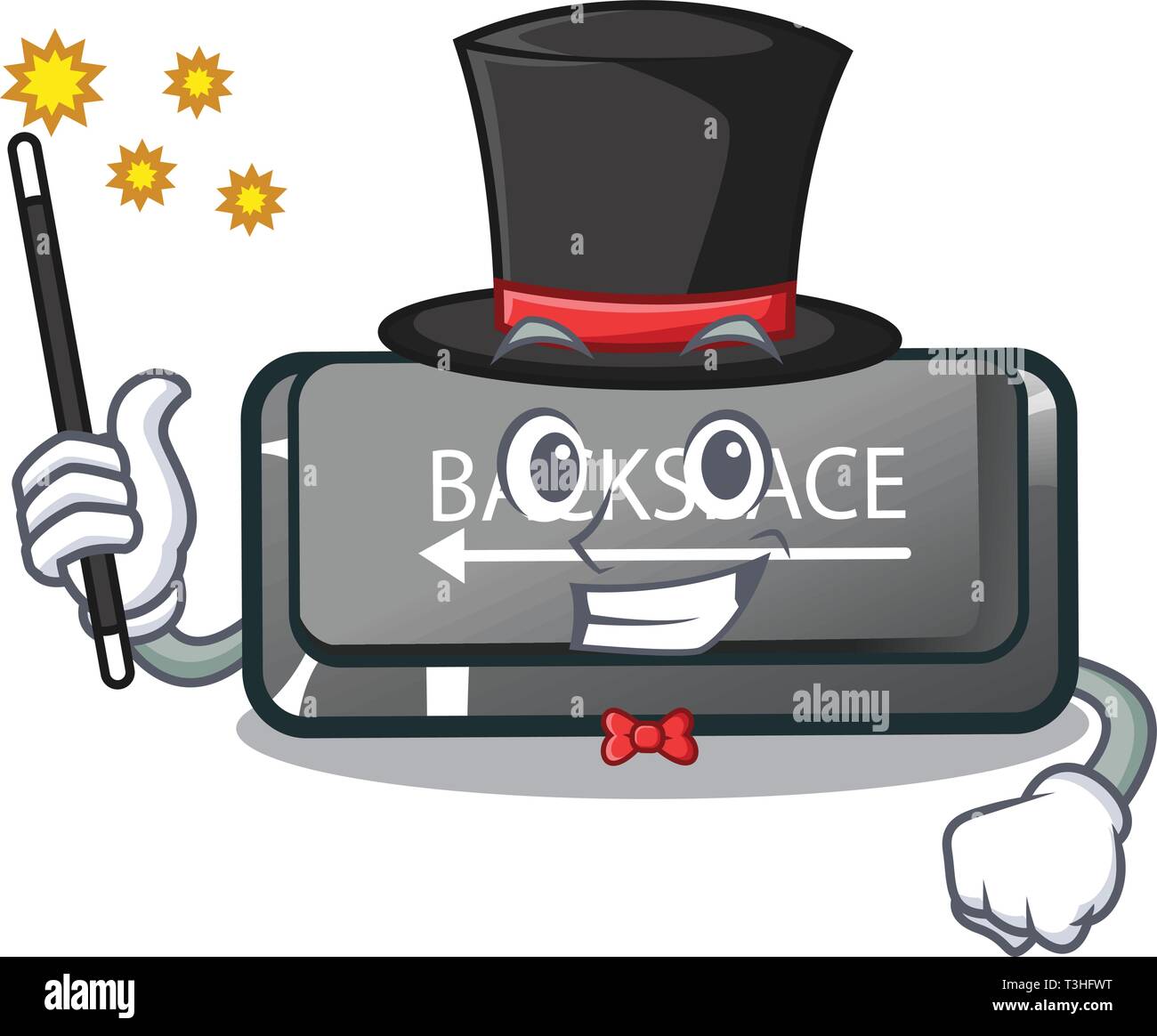 Magician backspace button on a computer character Stock Vector Image ...