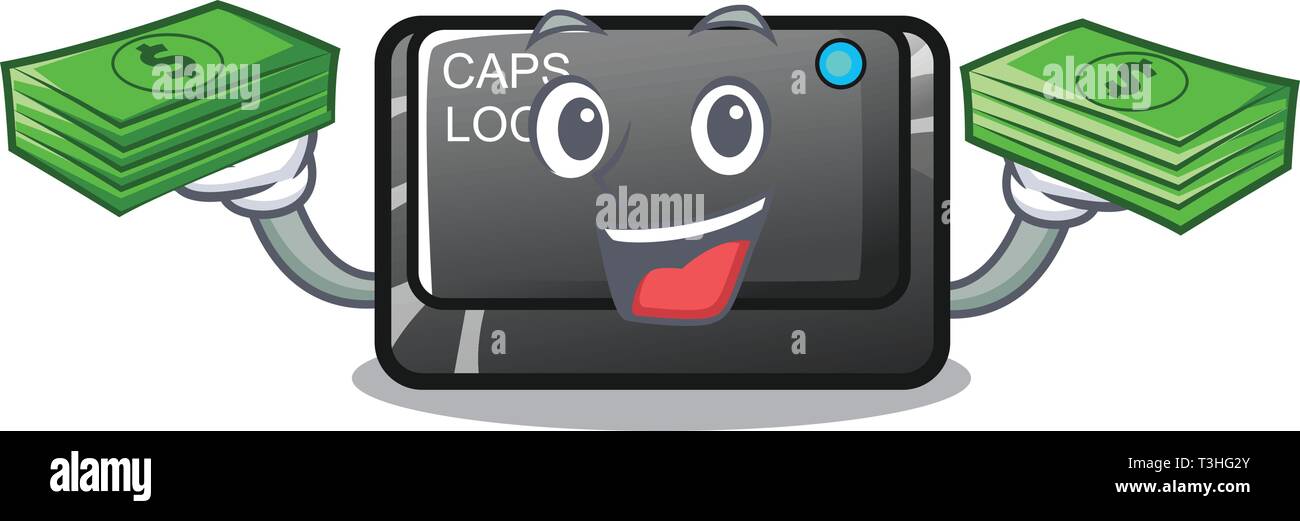 With money bag capslock button attached to mascot keyboard Stock Vector ...