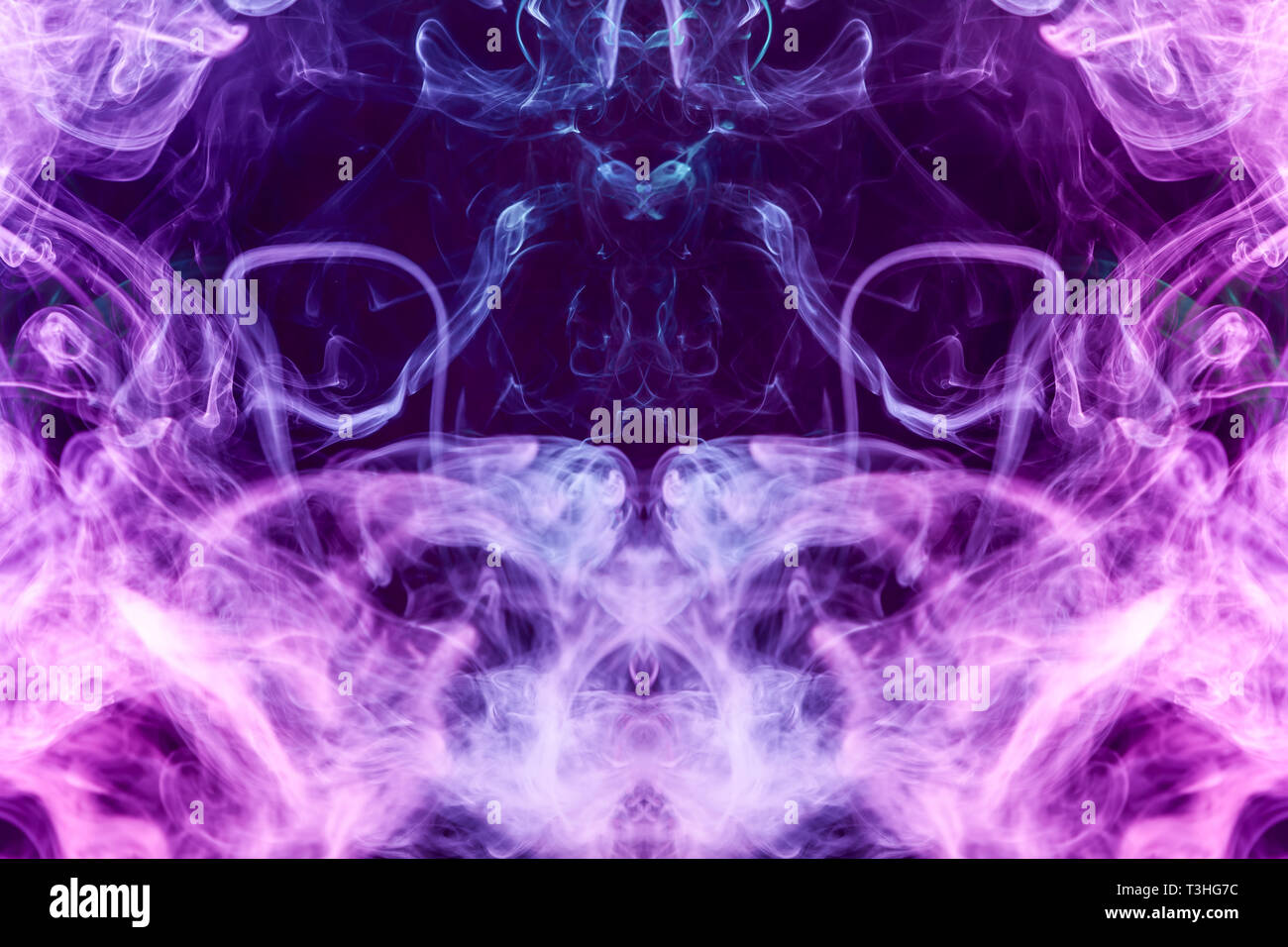 Fluffy Puffs blue and purple smoke and Fog in the form of a skull ...