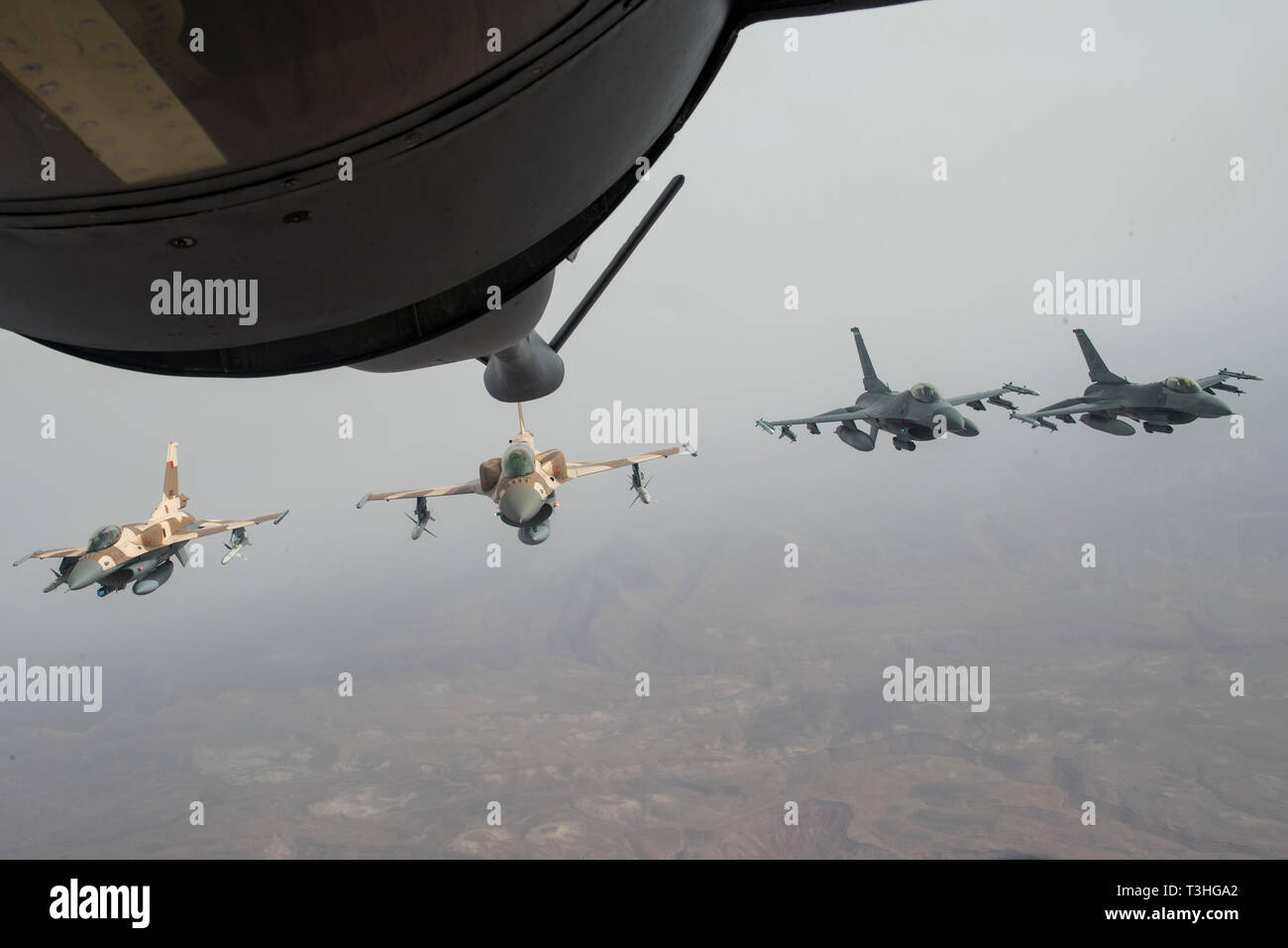 Two Royal Moroccan Air Force F-16s and two F-16C Fighting Falcons from ...