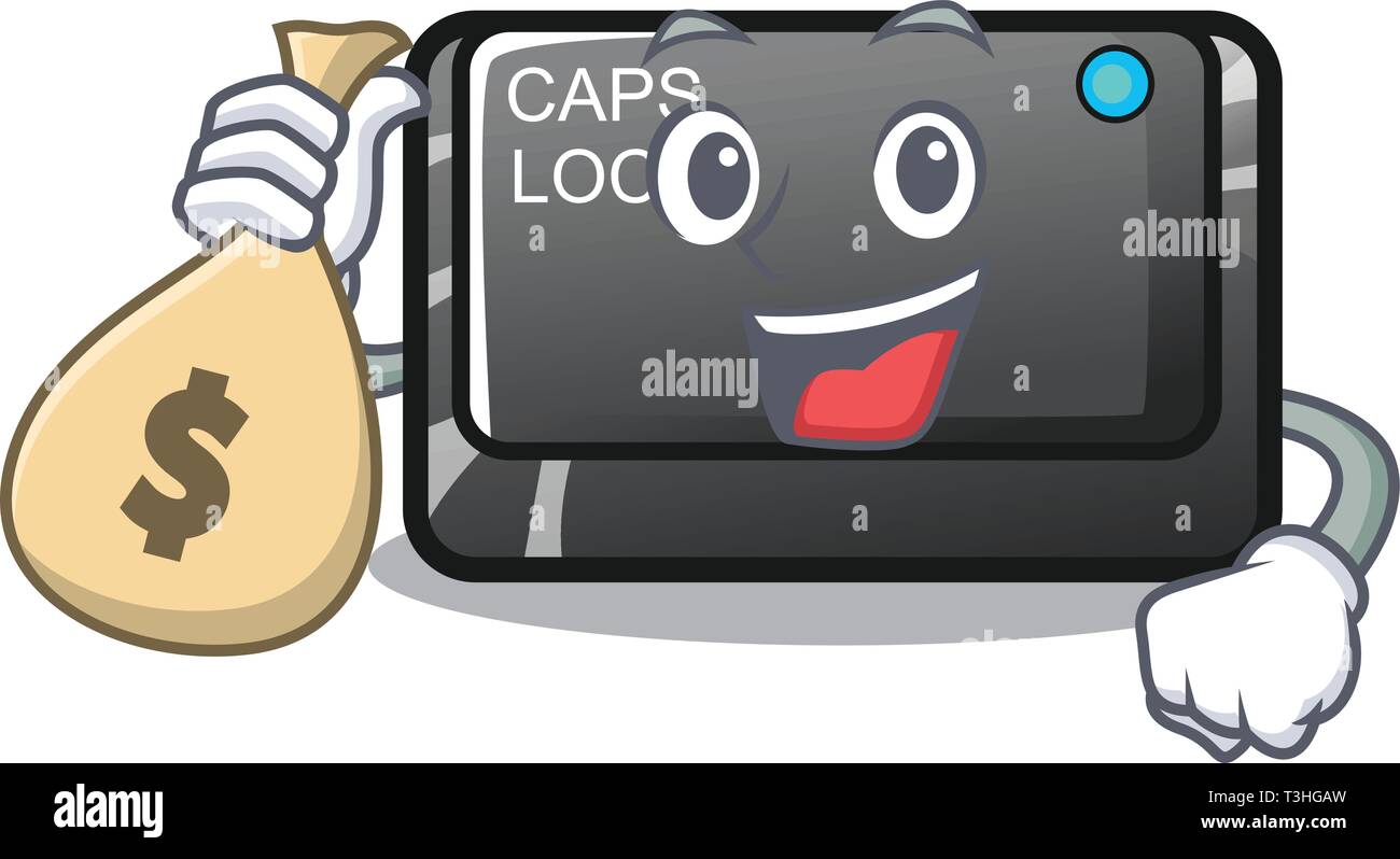 With money bag capslock button on a computer cartoon Stock Vector Image ...