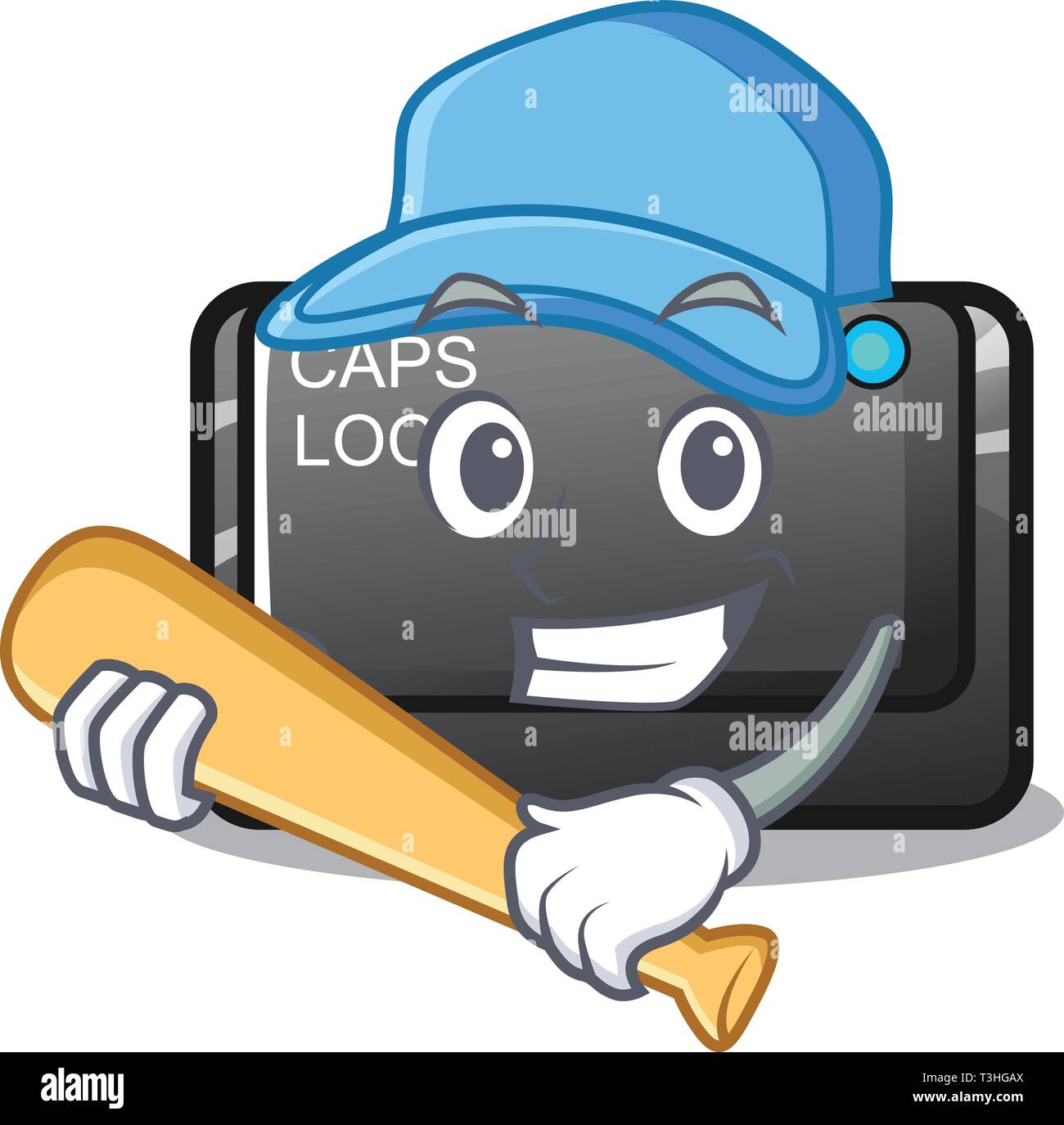 Playing baseball capslock button on a computer cartoon Stock Vector ...