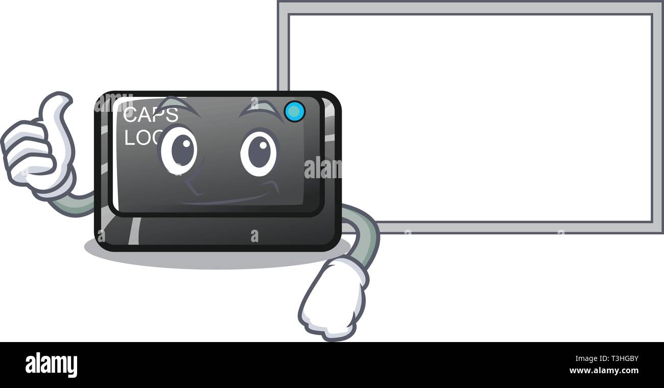 Thumbs up with board capslock button on a computer cartoon Stock Vector ...