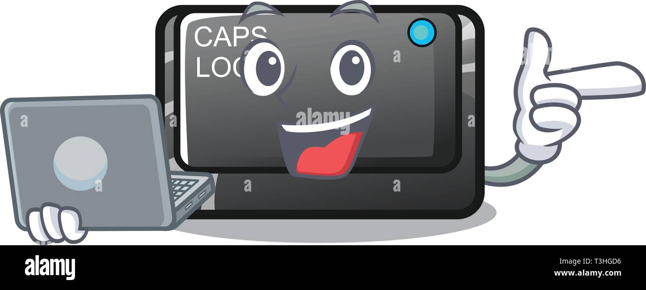 With laptop capslock button on a computer cartoon Stock Vector Image ...