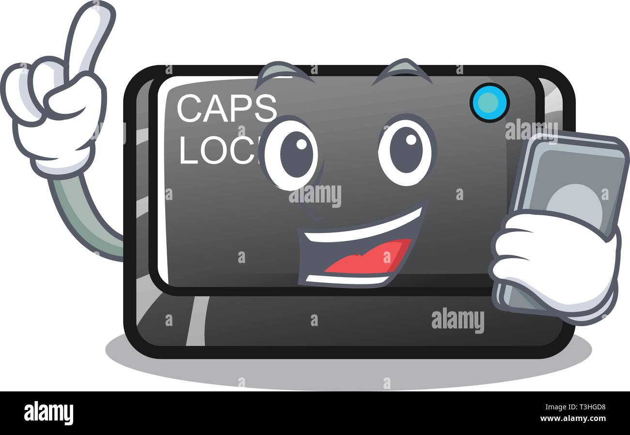 With phone capslock button on a computer cartoon Stock Vector Image ...