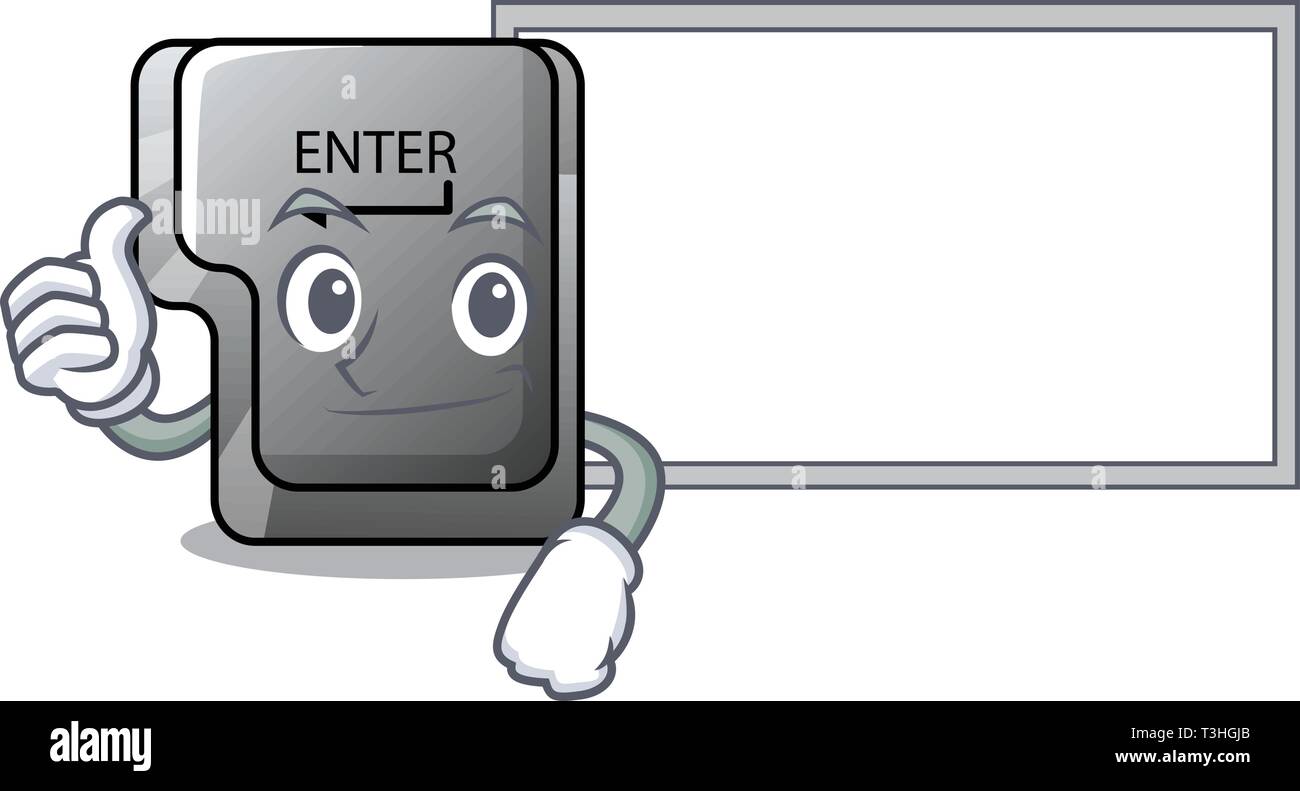 Thumbs up with board button enter in the shape mascot Stock Vector ...