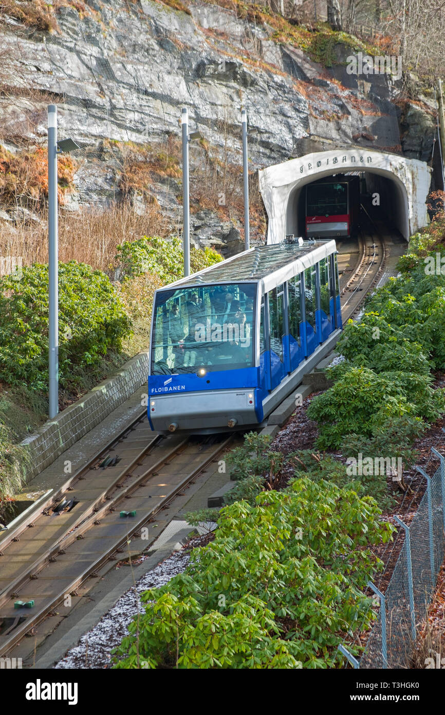 Mount Fløyen funicular railway Bergen Norway Stock Photo - Alamy