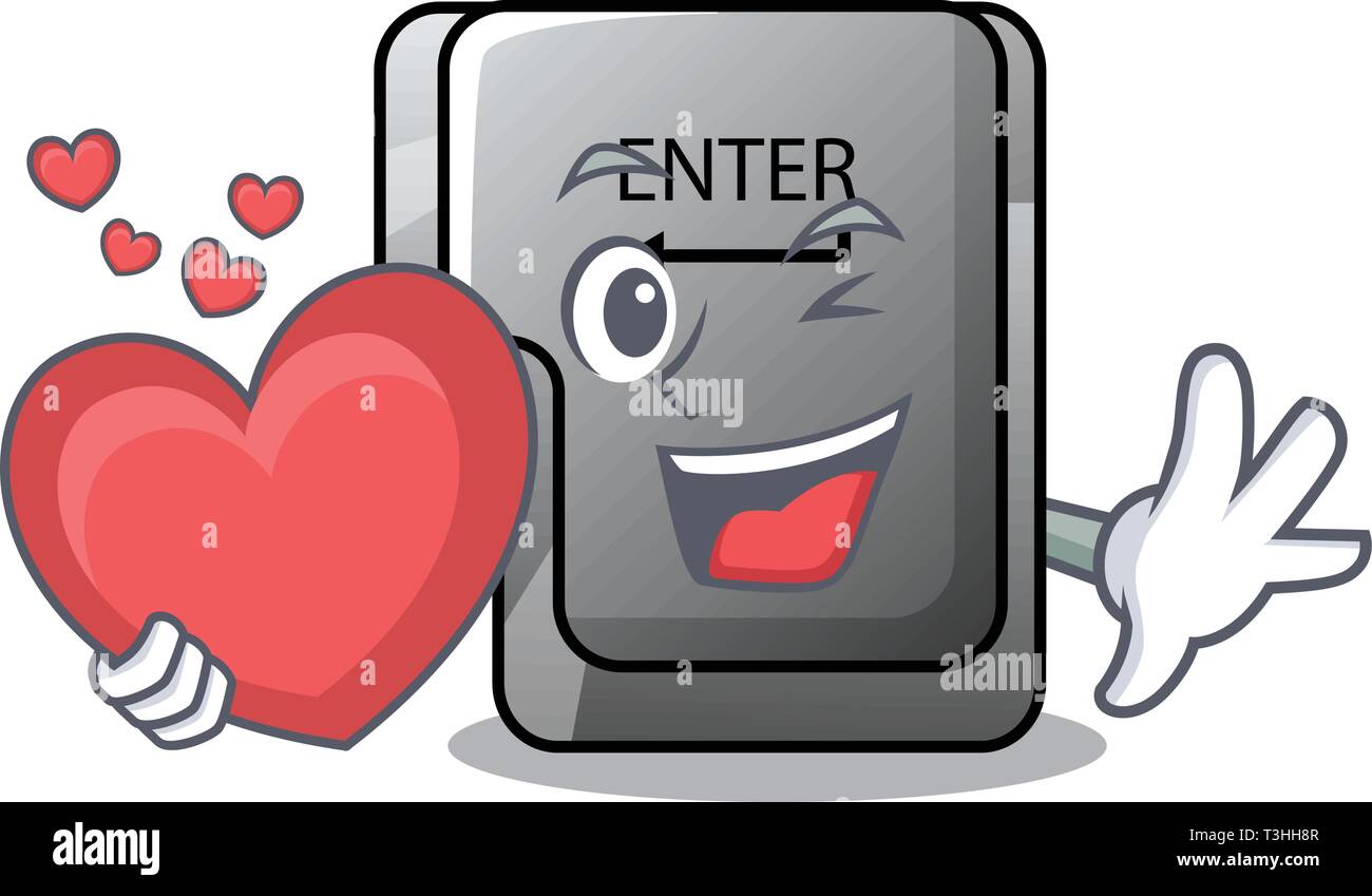 With heart button enter isolated in the cartoon Stock Vector Image ...