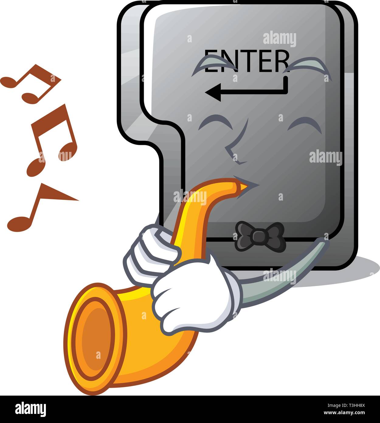 With trumpet button enter isolated in the cartoon Stock Vector Image ...