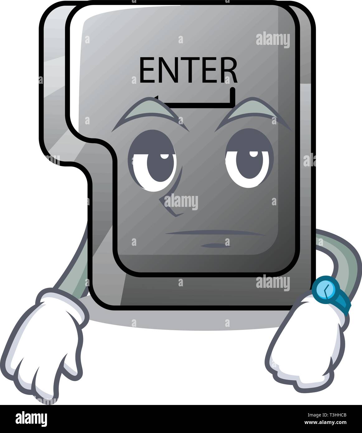 Waiting enter button installed on computer cartoon Stock Vector Image ...