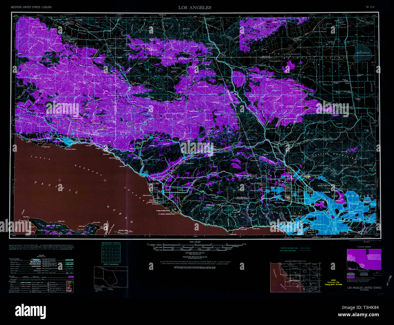 USGS TOPO Map California CA Los Angeles 299814 1959 250000 Inverted ...