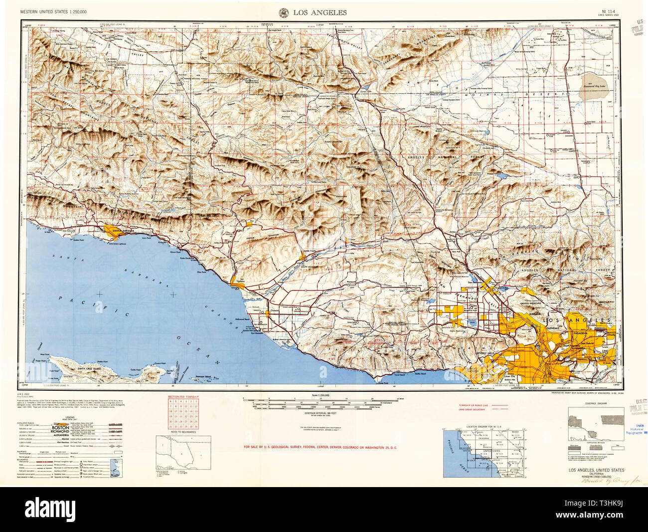 USGS TOPO Map California CA Los Angeles 299815 1955 250000 Restoration ...