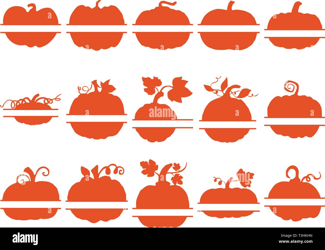 Pumpkin Split Monogram. Vector collection on Halloween Stock Vector ...