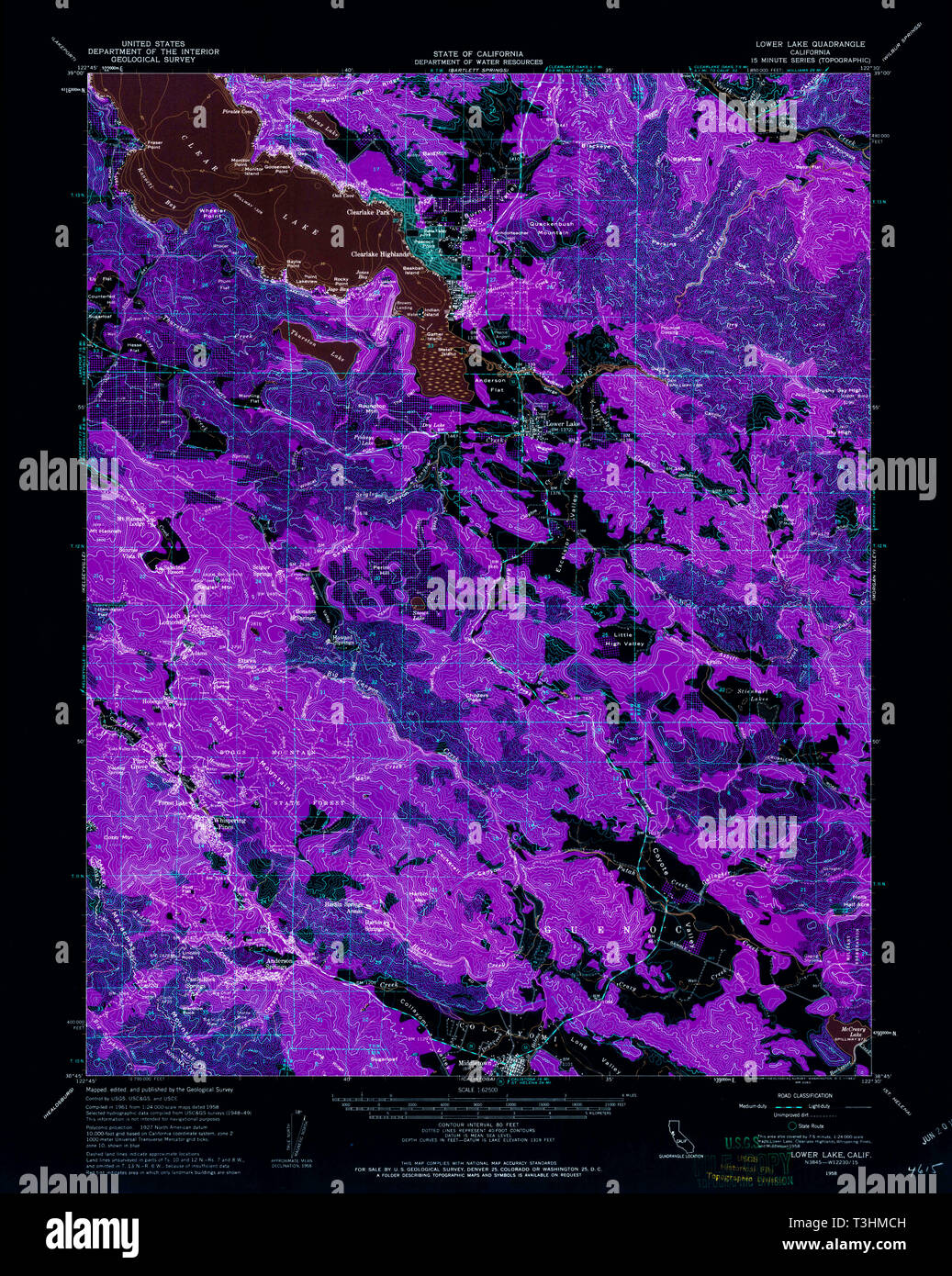 USGS TOPO Map California CA Lower Lake 298073 1958 62500 Inverted ...