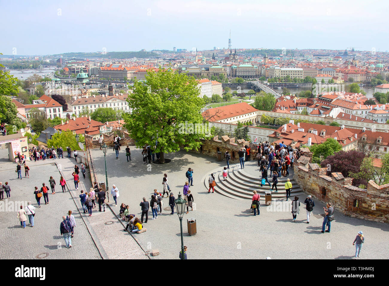 Amazing scenic view from Prague castle to historical center of Prague ...