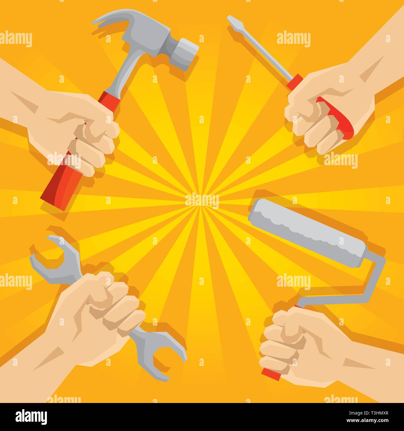 hands teamwork with tools Stock Vector Image & Art - Alamy