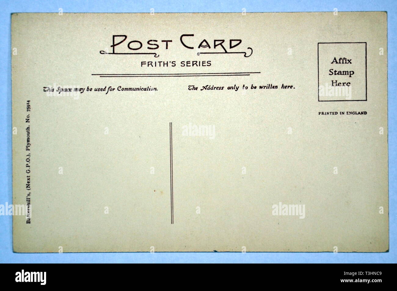 Blank Reverse of Vintage Early 20th Century Frith's Series Postcard ...