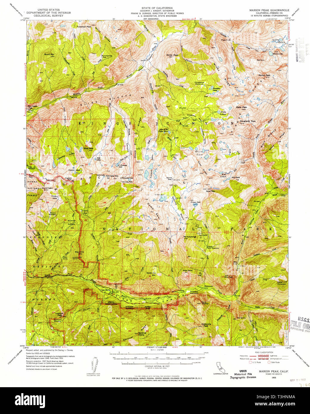 USGS TOPO Map California CA Marion Peak 298122 1953 62500 Restoration ...