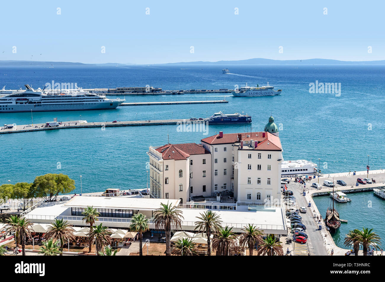 View from sea port of Split Stock Photo - Alamy
