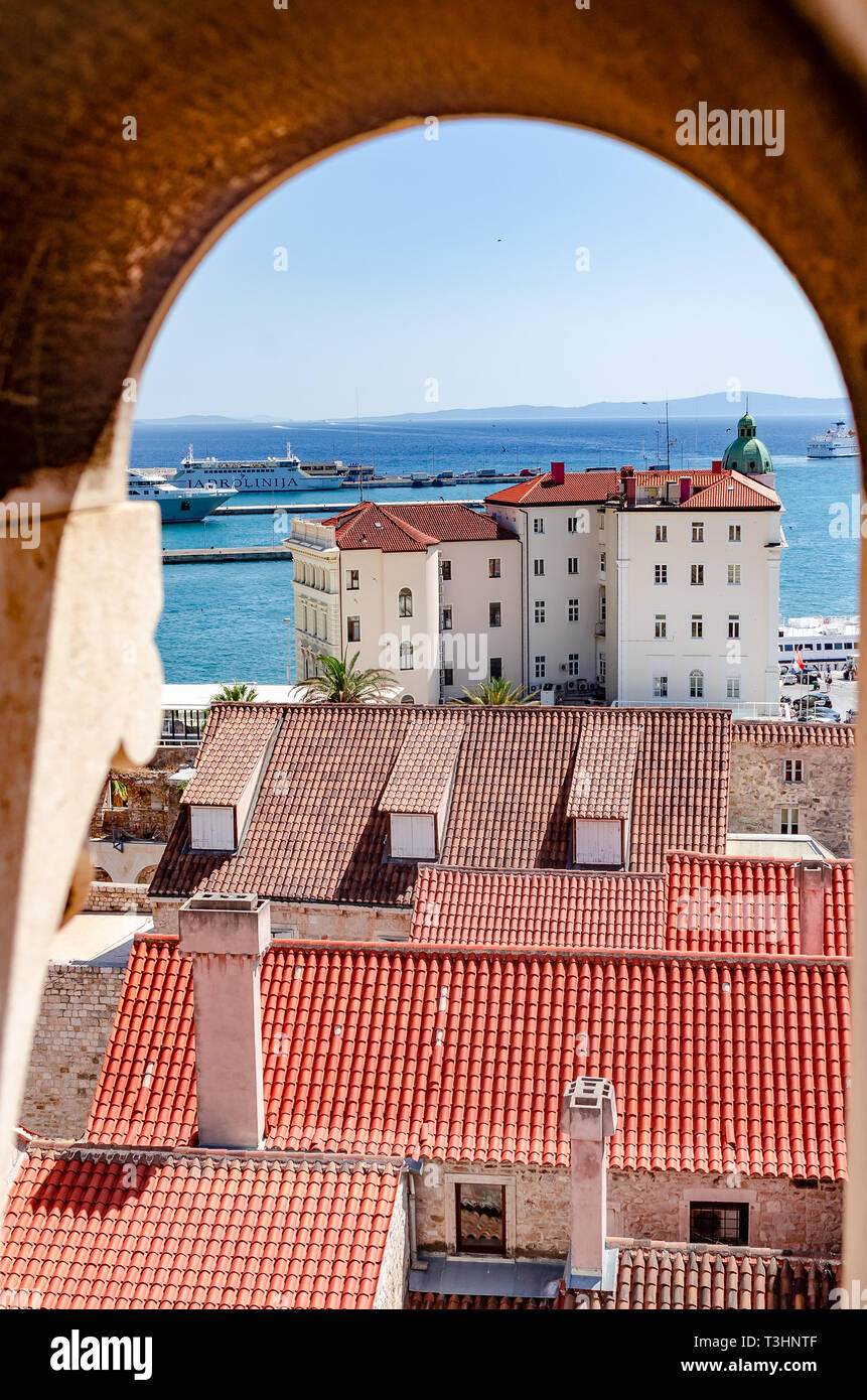 View from sea port of Split Stock Photo - Alamy