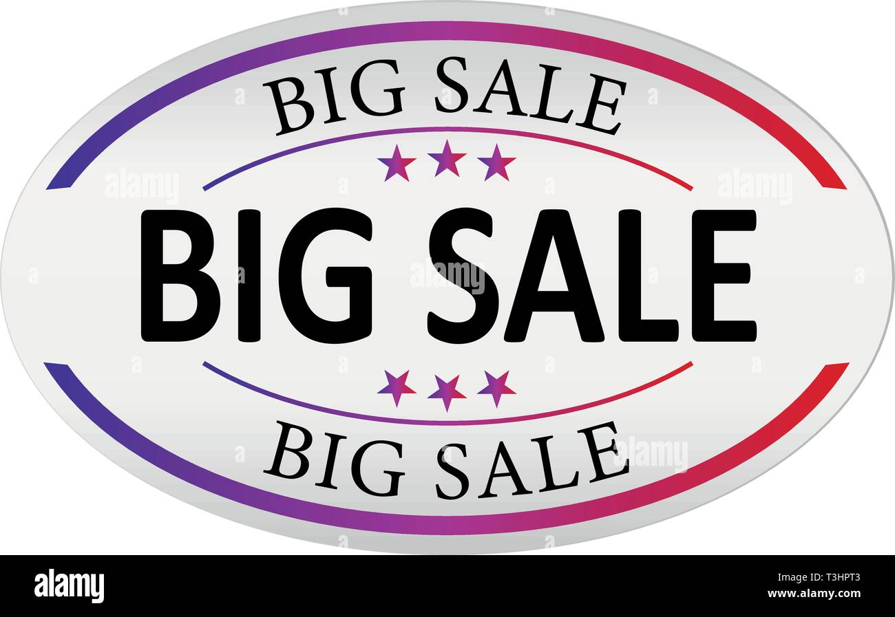 Colored Big Sale paper icon offer text on white background Stock Vector ...