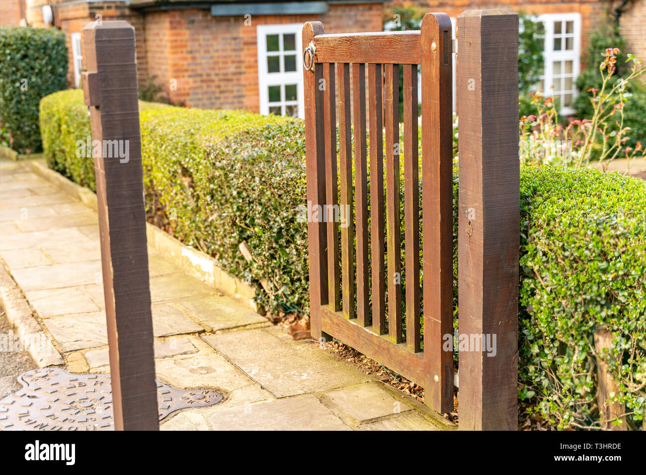 The garden pedestrian gate and exterior of a typical English ...