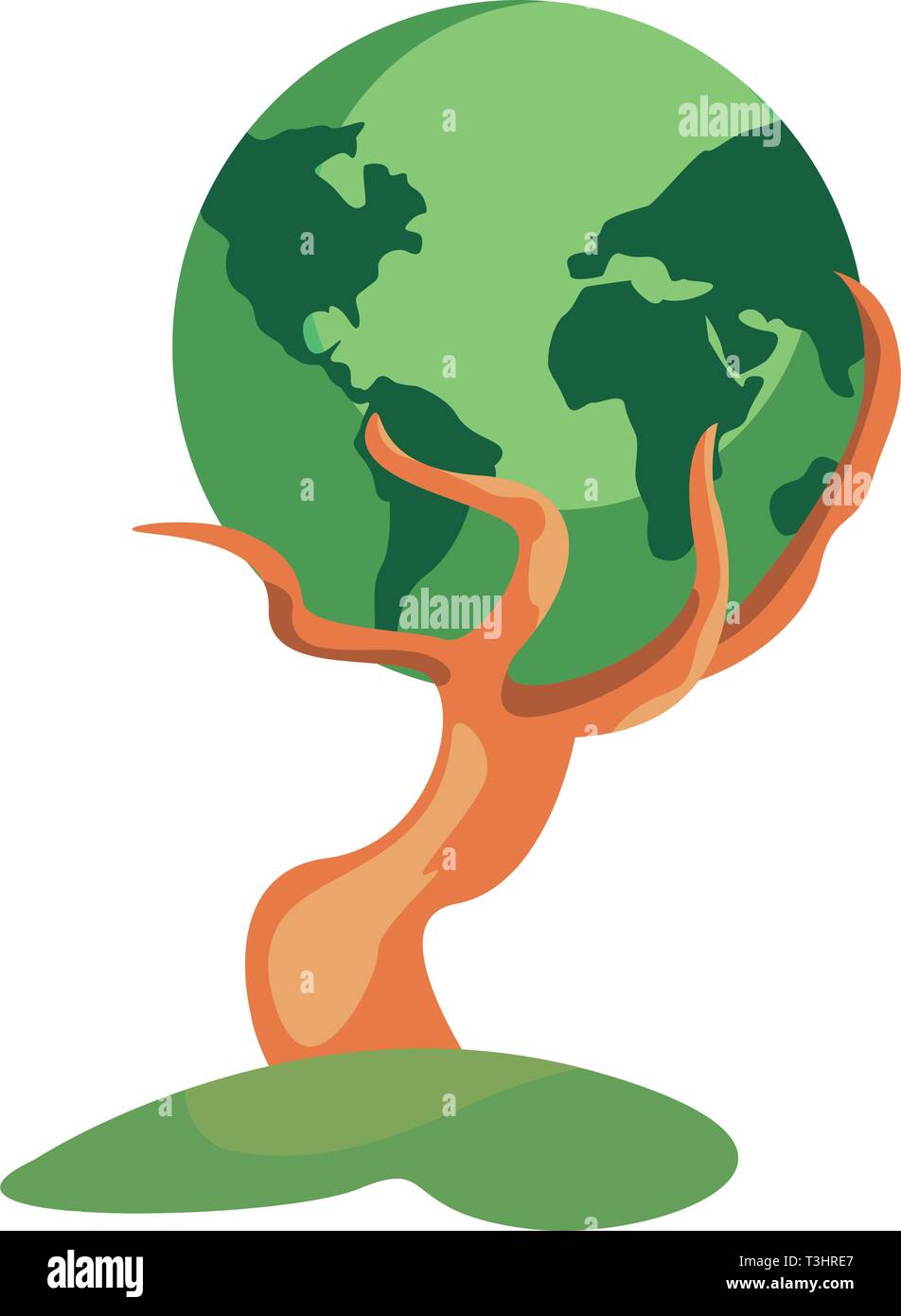strong tree trunk with happy world earth day vector illustration Stock ...