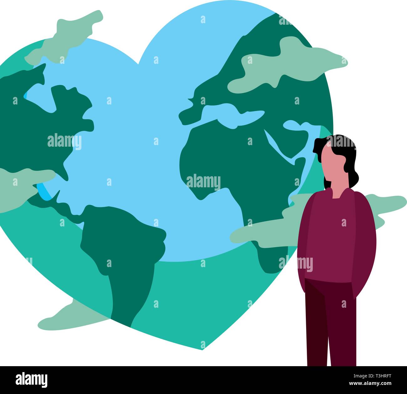 man with planet world happy earth day vector illustration Stock Vector ...