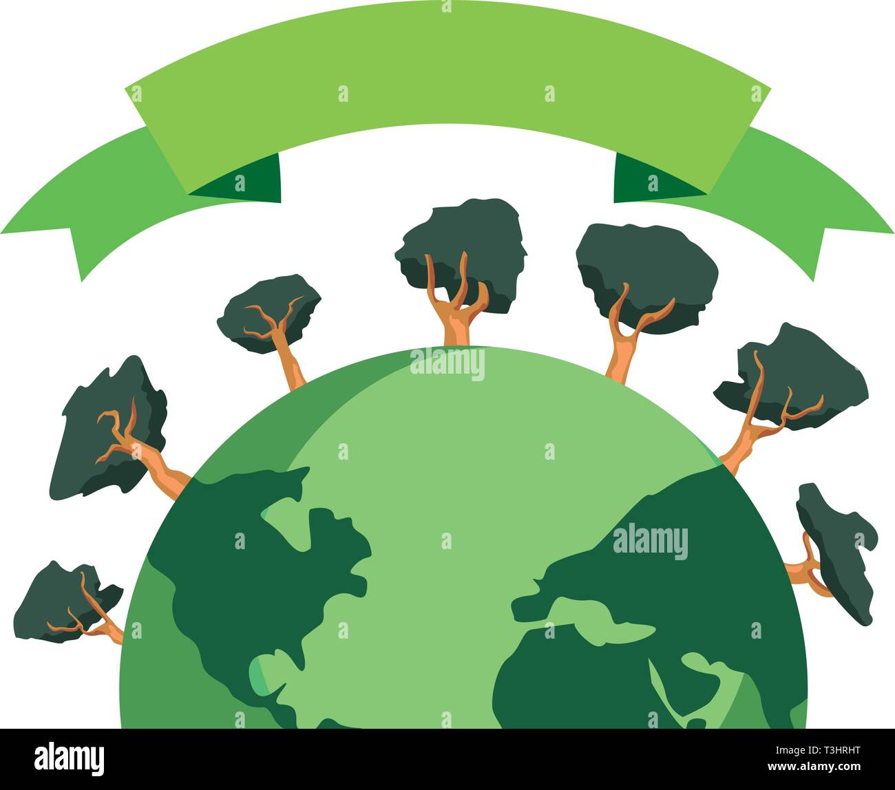 world planet trees happy earth day vector illustration Stock Vector ...