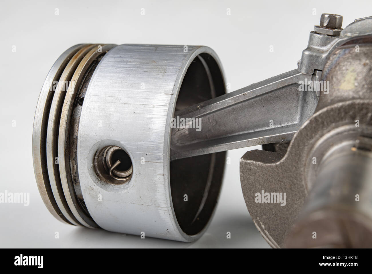 Piston and connecting rod of a small combustion engine. Components ...