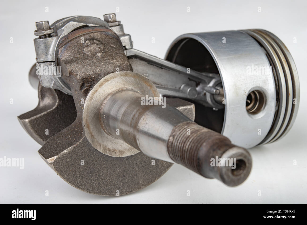 Piston and connecting rod of a small combustion engine. Components ...