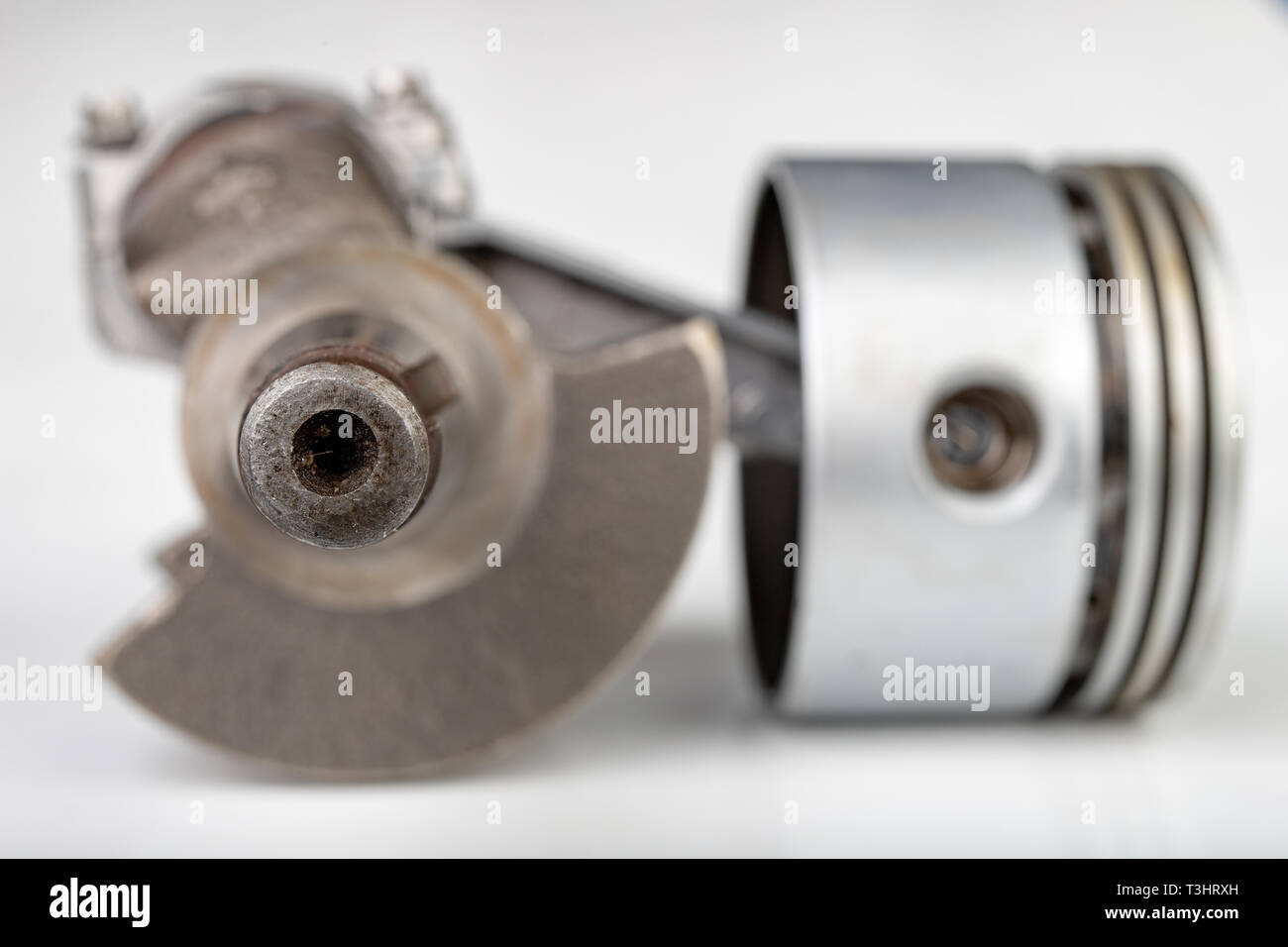 Piston and connecting rod of a small combustion engine. Components ...