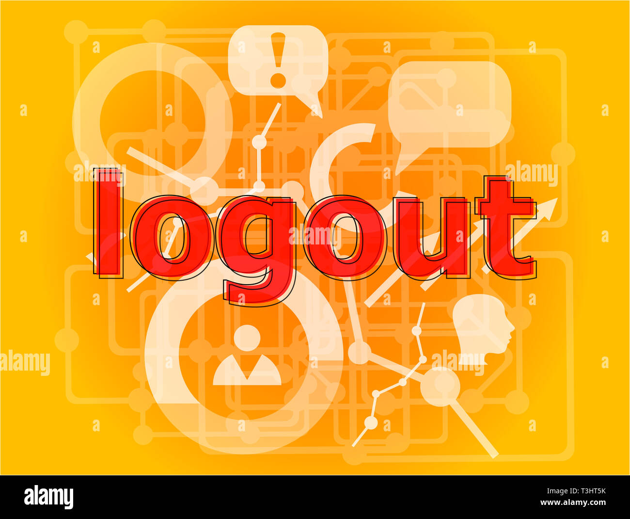 logout word on digital touch screen. information concept . Big set of ...